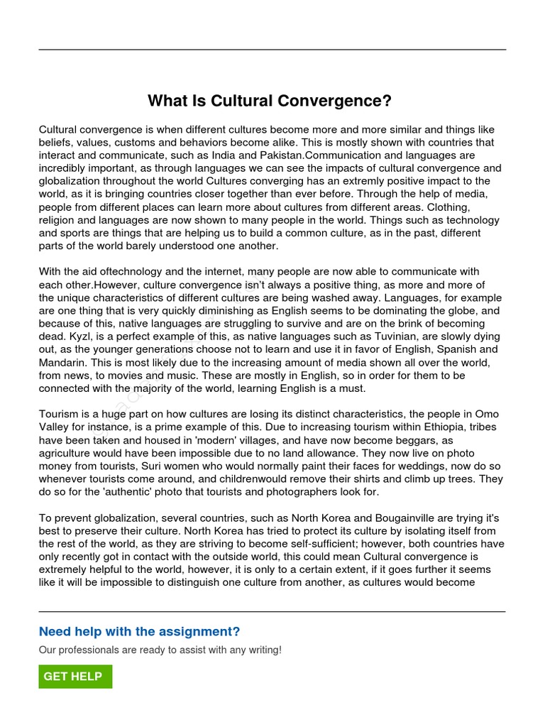 What Is Cultural Convergence?: Need Help With The Assignment? | PDF ...