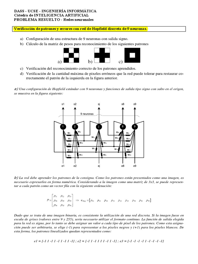 6 INAR-PR Red de Hopfield | PDF | Matriz (Matemáticas) | Neurona