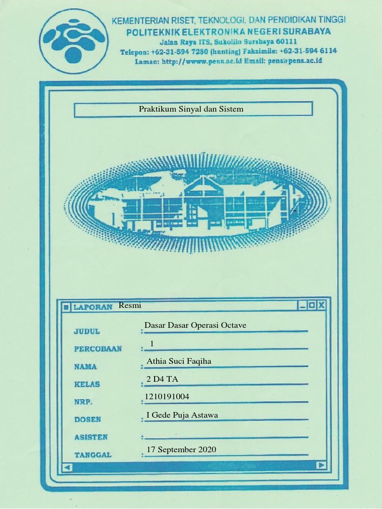 LAPORAN RESMI 1 - Dasar Dasar Operasi Octave | PDF | Metode & Bahan Ajar | Komputer