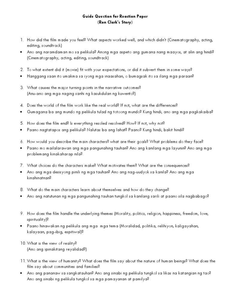 Guide Questions Reaction Paper | PDF