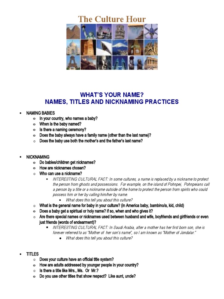 Global Naming Customs and Practices | PDF | Mother | Family