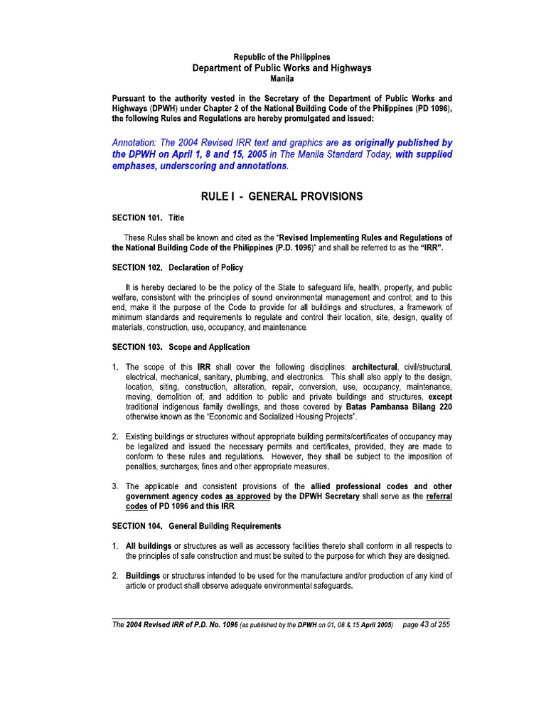 PD 1096 Rule I PDF | PDF