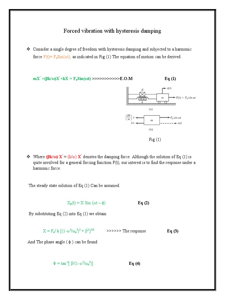 Forced Vibration With Hysteresis Damping 2 | PDF