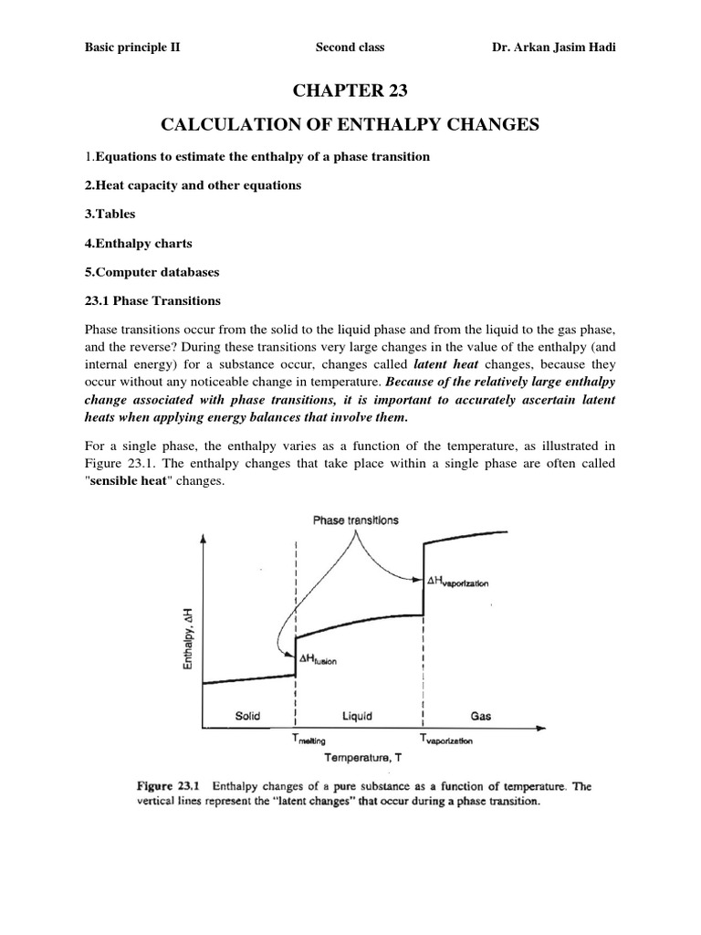 Calculation of Enthalpy Changes: 2.heat Capacity and Other Equations 3 ...