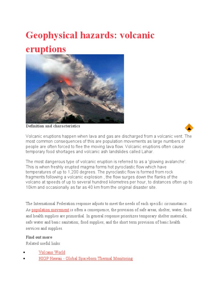 Geophysical Hazards: Volcanic Eruptions: Definition and Characteristics ...