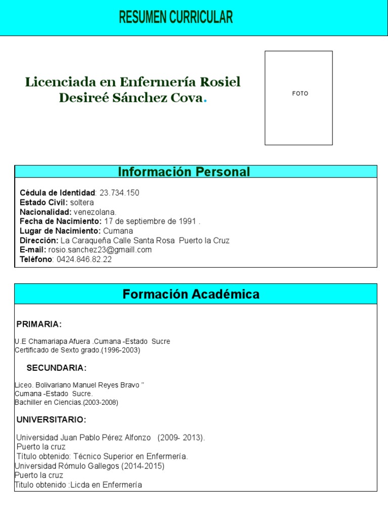 Formato Del Curriculum | PDF