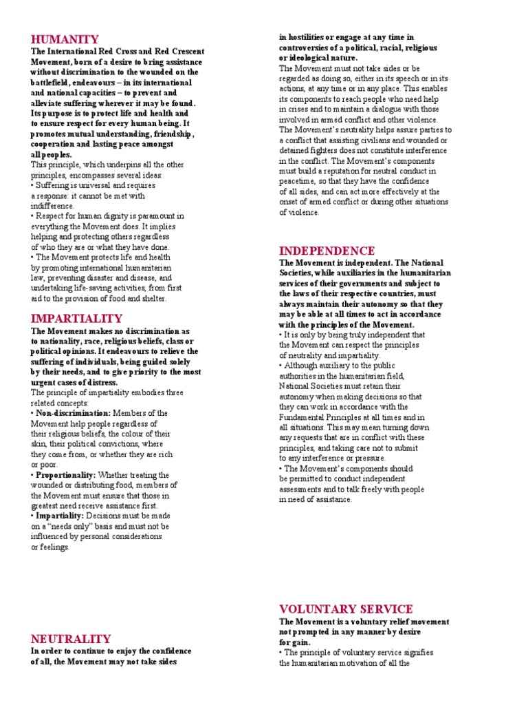 7 Principles of IFRC | PDF | International Federation Of Red Cross And ...
