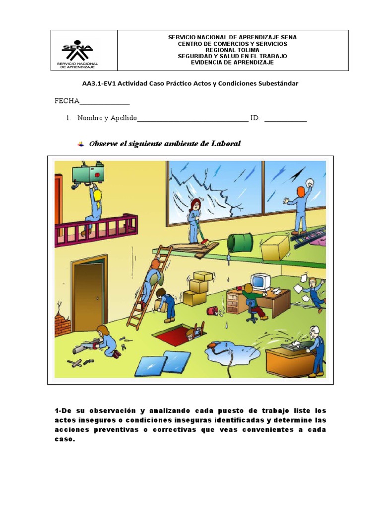 Actividad 1 A3.1 EV1 Caso Practico Actos y Condiciones Inseguras | PDF ...