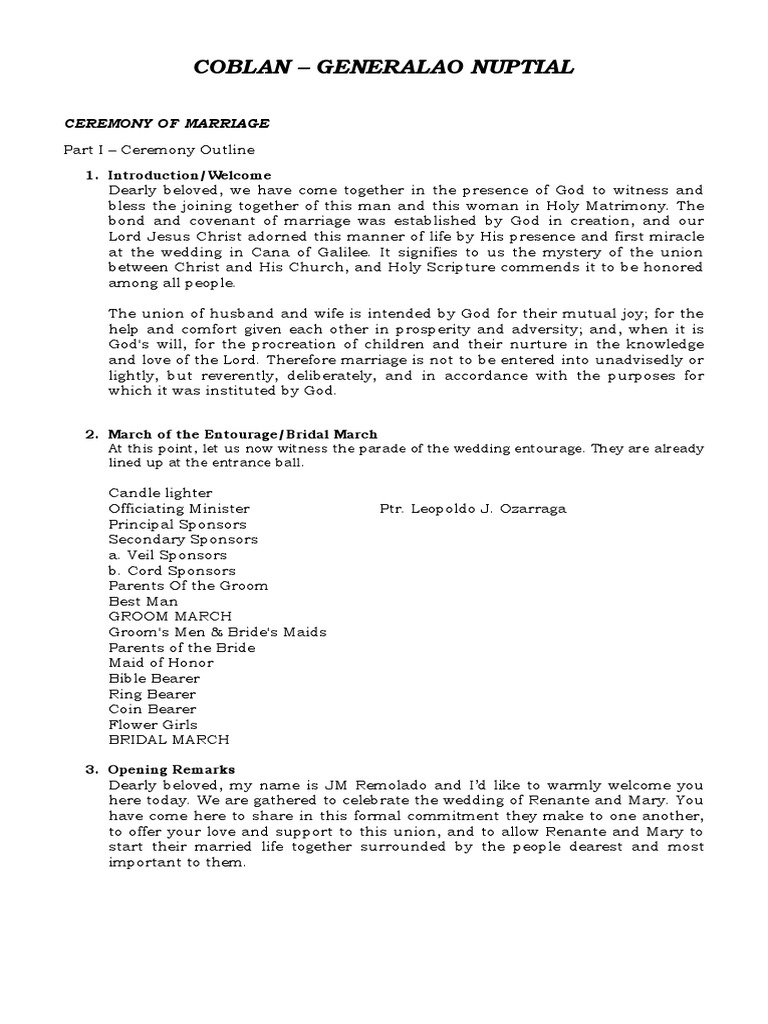 Wedding Ceremony Script | PDF | Veil | Wedding