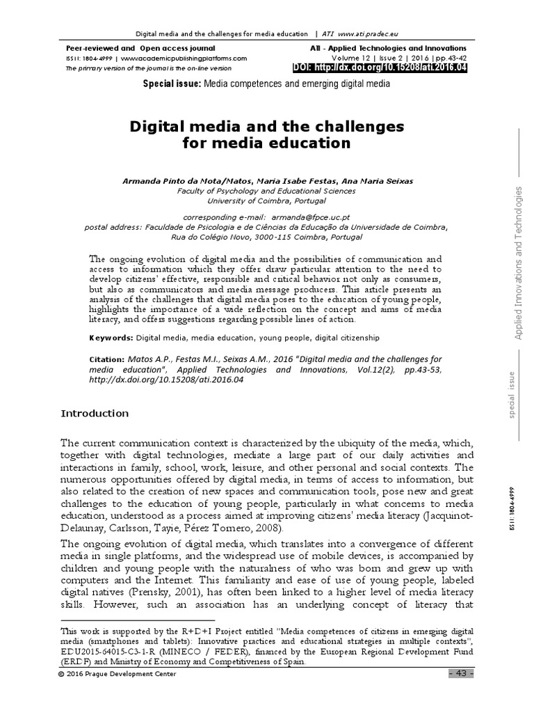Digital Media and The Challenges For Media Education | PDF | Media ...
