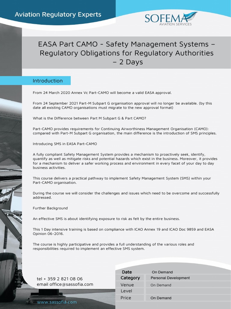 EASA Part-CAMO SMS Training Course | PDF | Audit | Litigation And ...