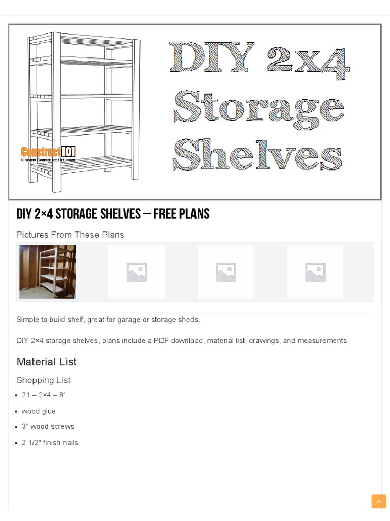 DIY 2x4 Storage Shelf Plans | PDF