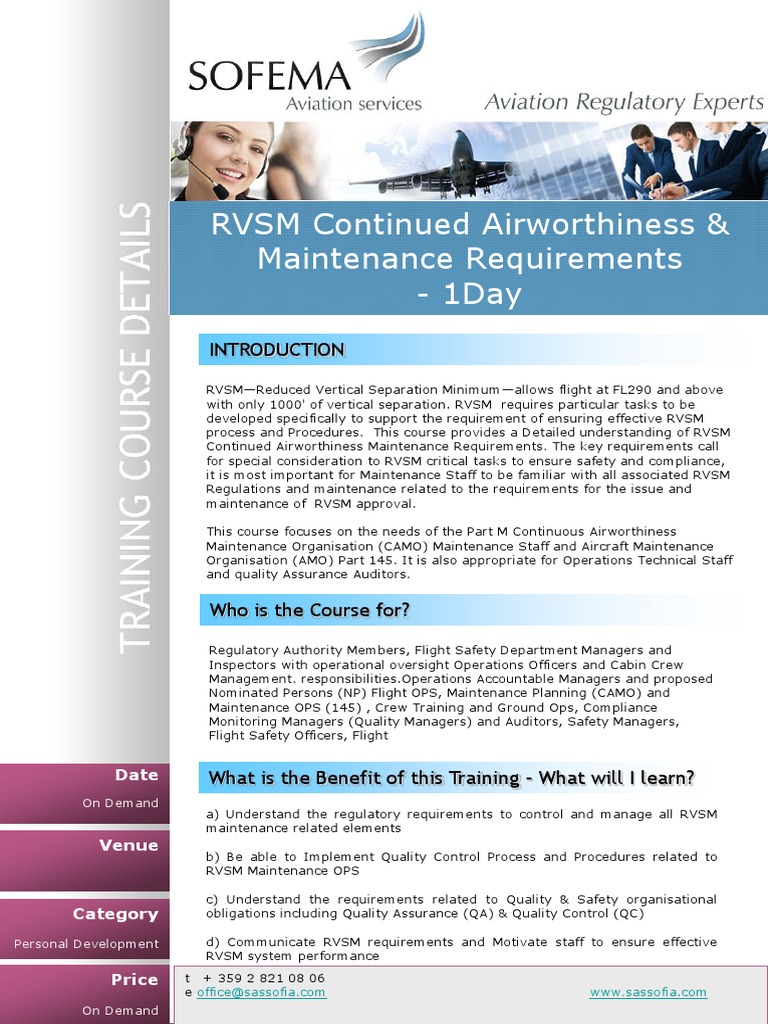 RVSM Continued Airworthiness & Maintenance Requirements - 1day | PDF ...