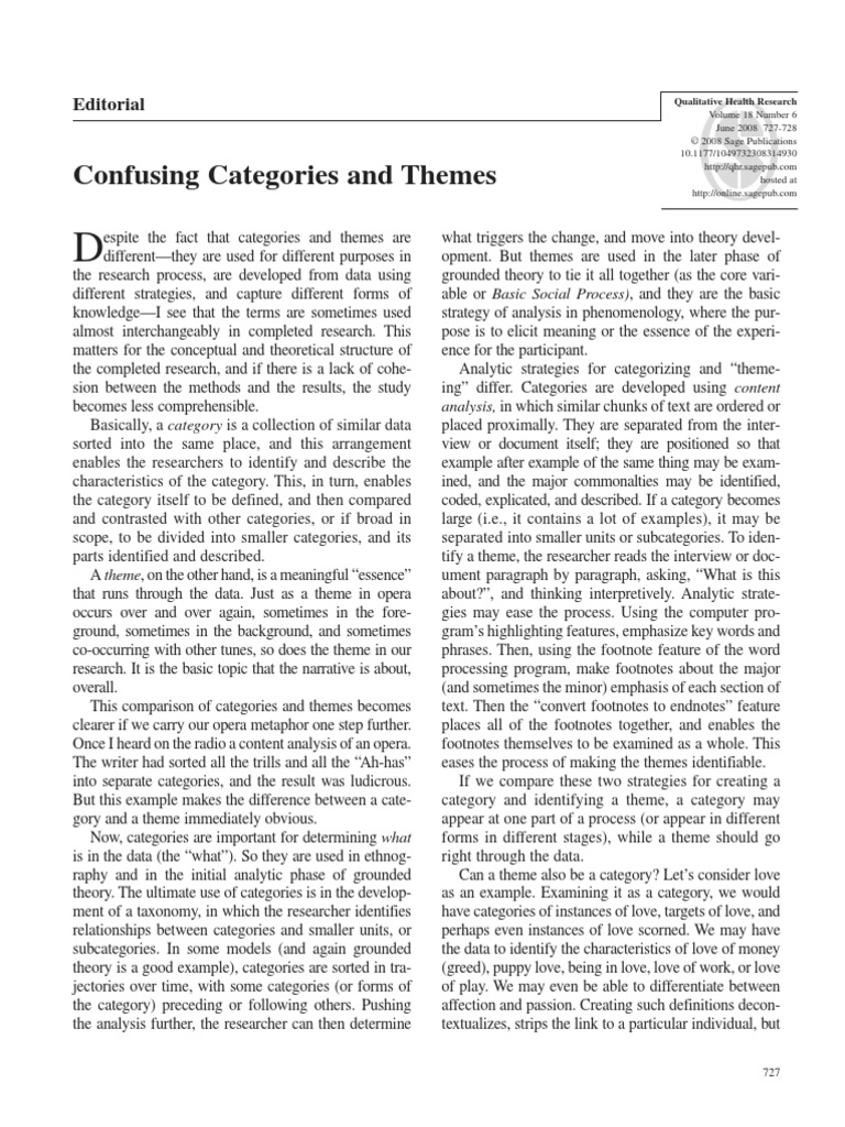 Confusing Categories and Themes | PDF | Qualitative Research | Epistemology