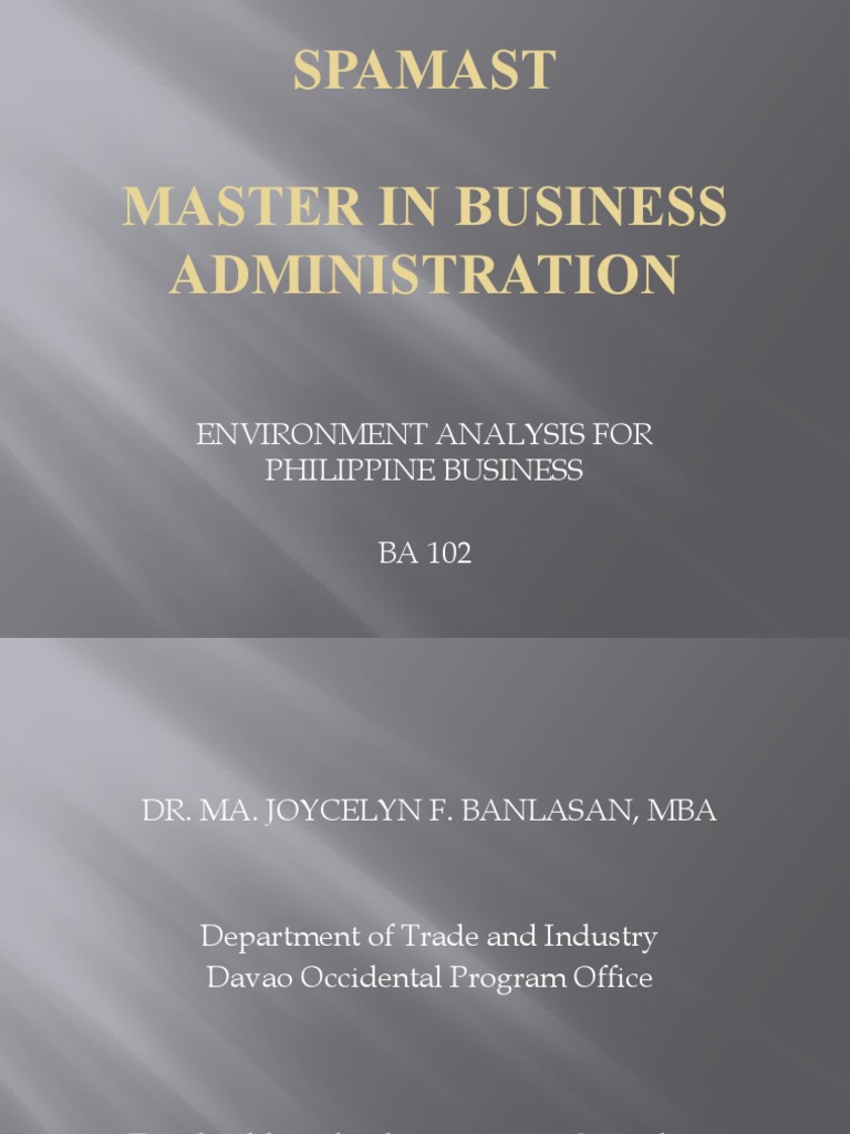 Spamast Master in Business Administration: Environment Analysis For ...