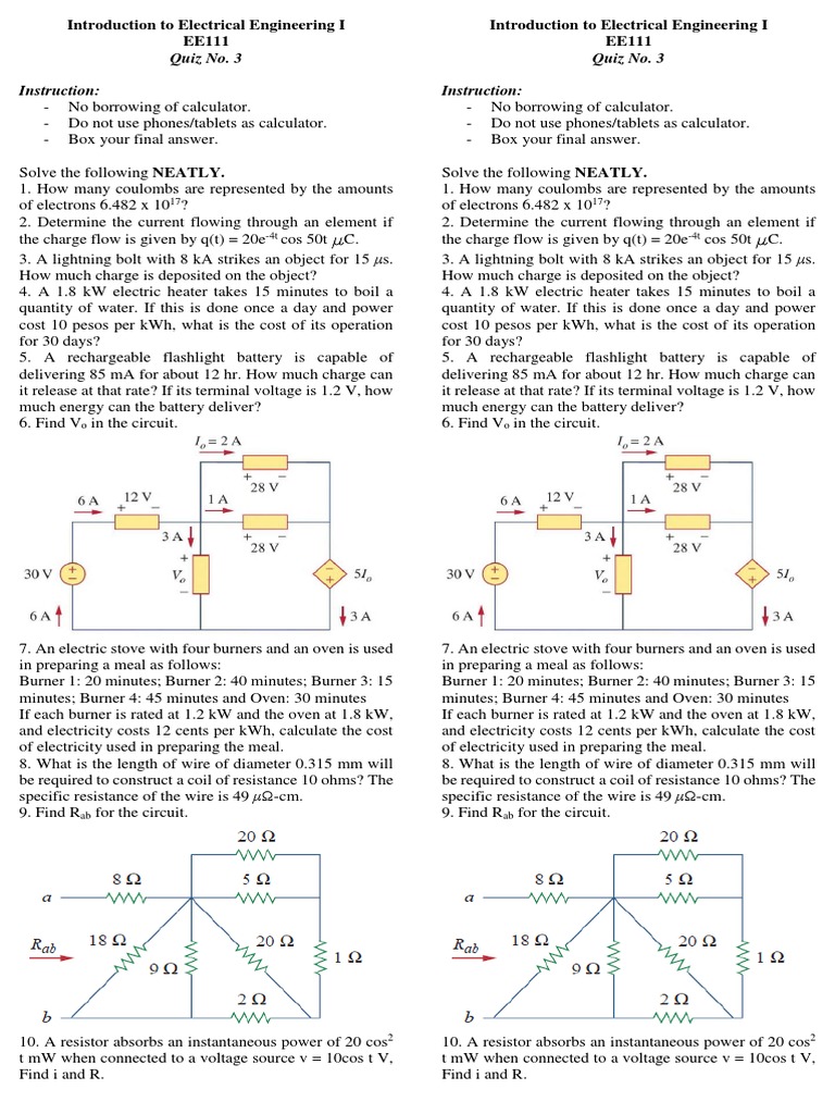 Introduction To Electrical Engineering I EE111 Introduction To Electrical Engineering I EE111 ...