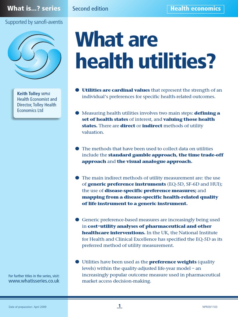 What Are Health Utilities?: Supported by Sanofi-Aventis | PDF | Utility ...