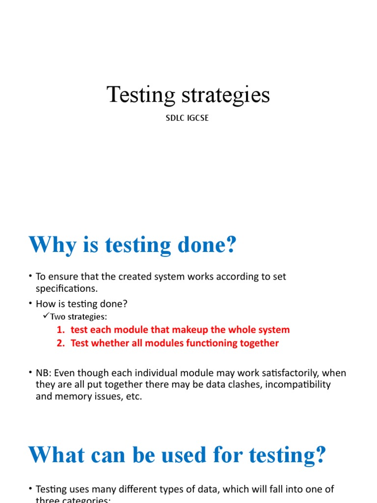 Y11 SDLC - Testing Strategies + Implementation | PDF | Usability ...