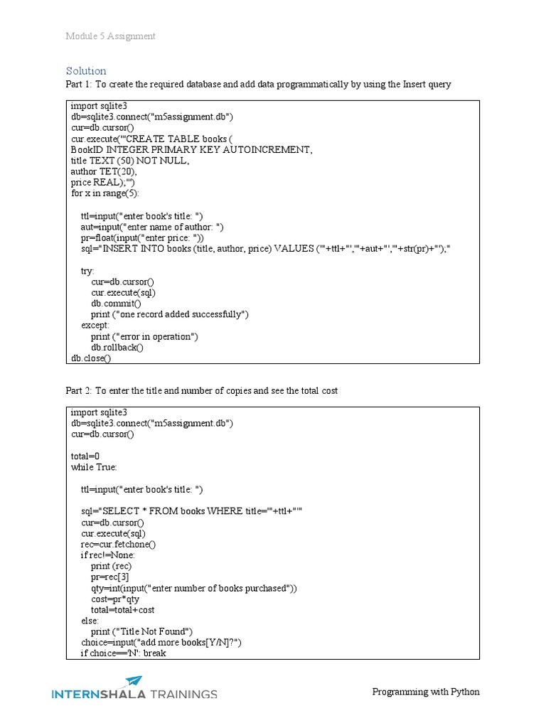 Solution: Module 5 Assignment | PDF