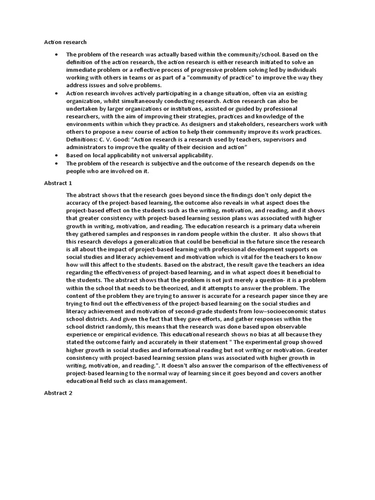 Action Research | PDF | Action Research | Project Based Learning