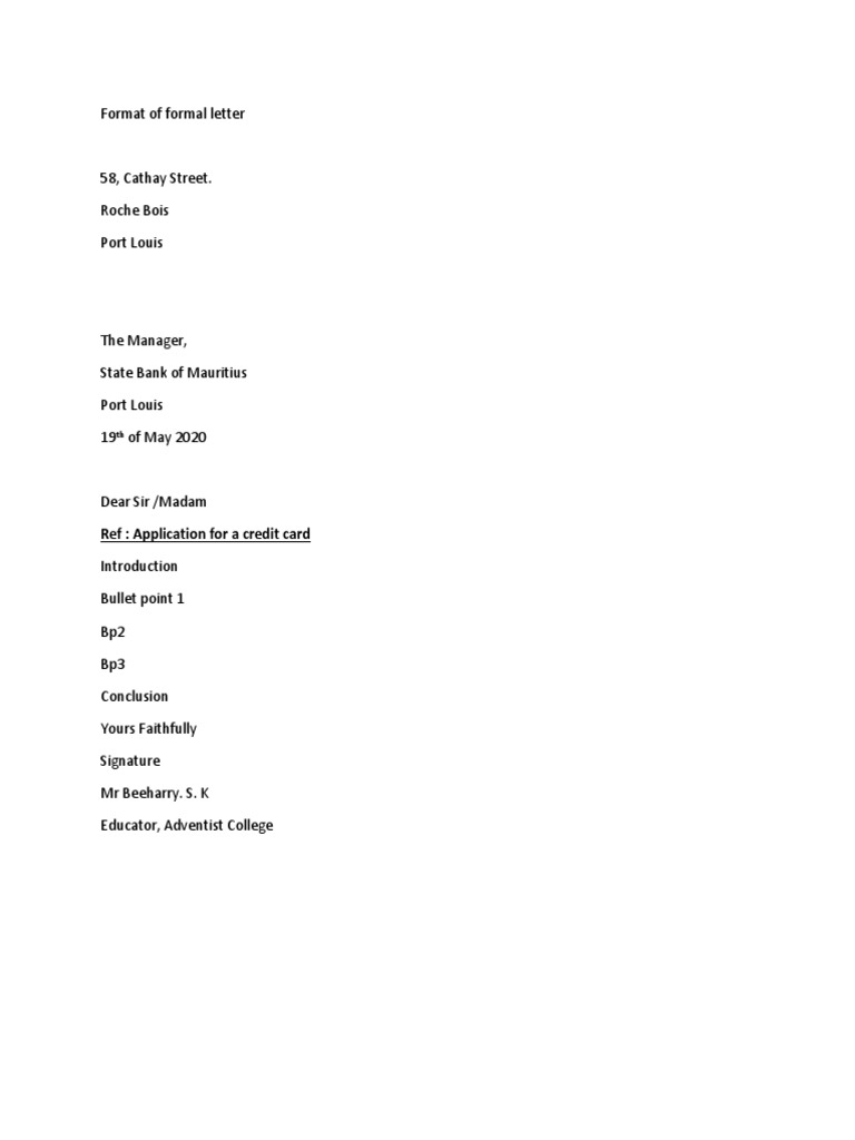 Format of Formal Letter PDF | PDF