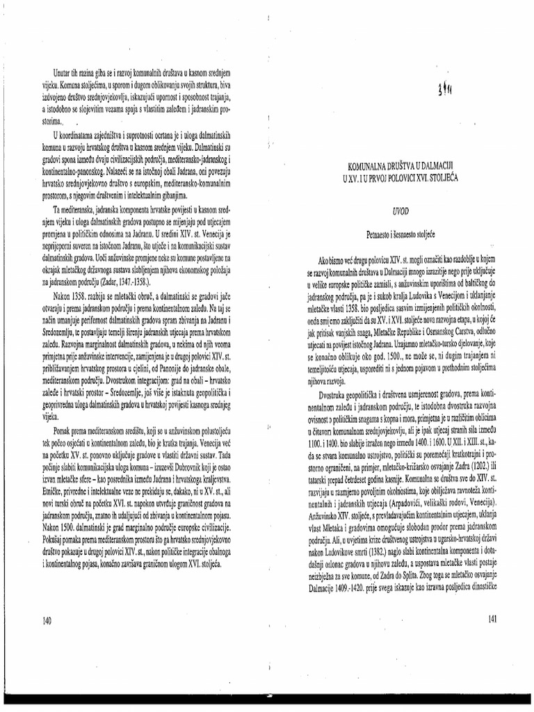 Raukar, Tomislav - Komunalna Drustva U Dalmaciji U XV. I Prvoj Polovici ...