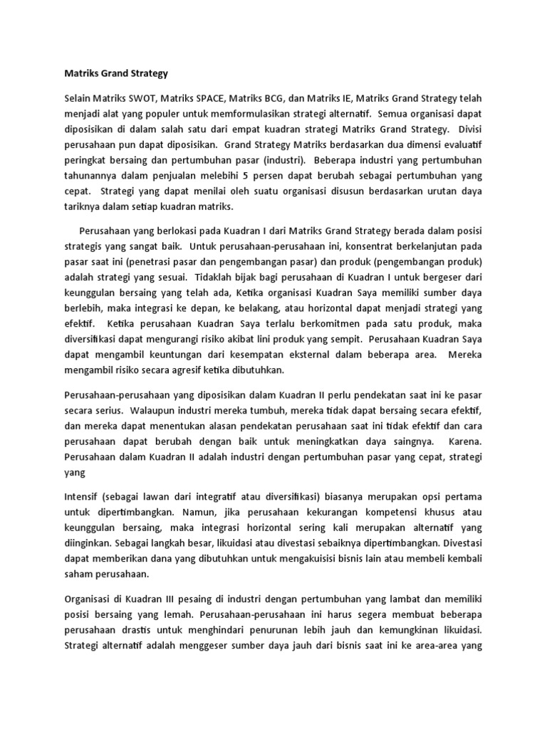 Matriks Grand Strategy | PDF