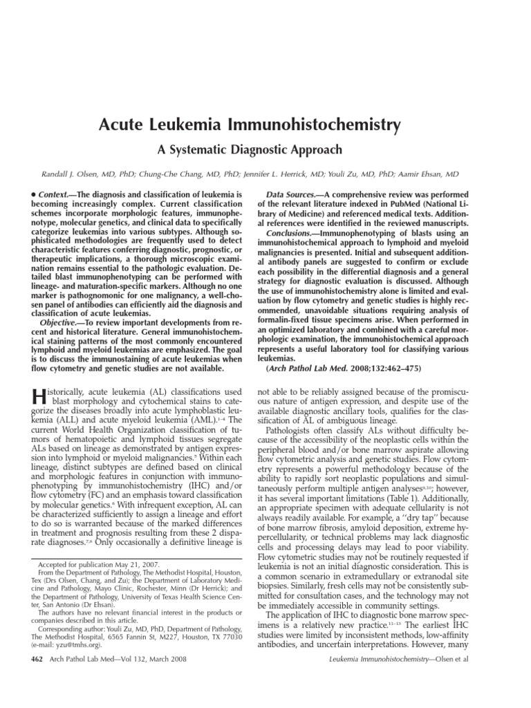 Acute Leukemia Immunohistochemistry: A Systematic Diagnostic Approach ...