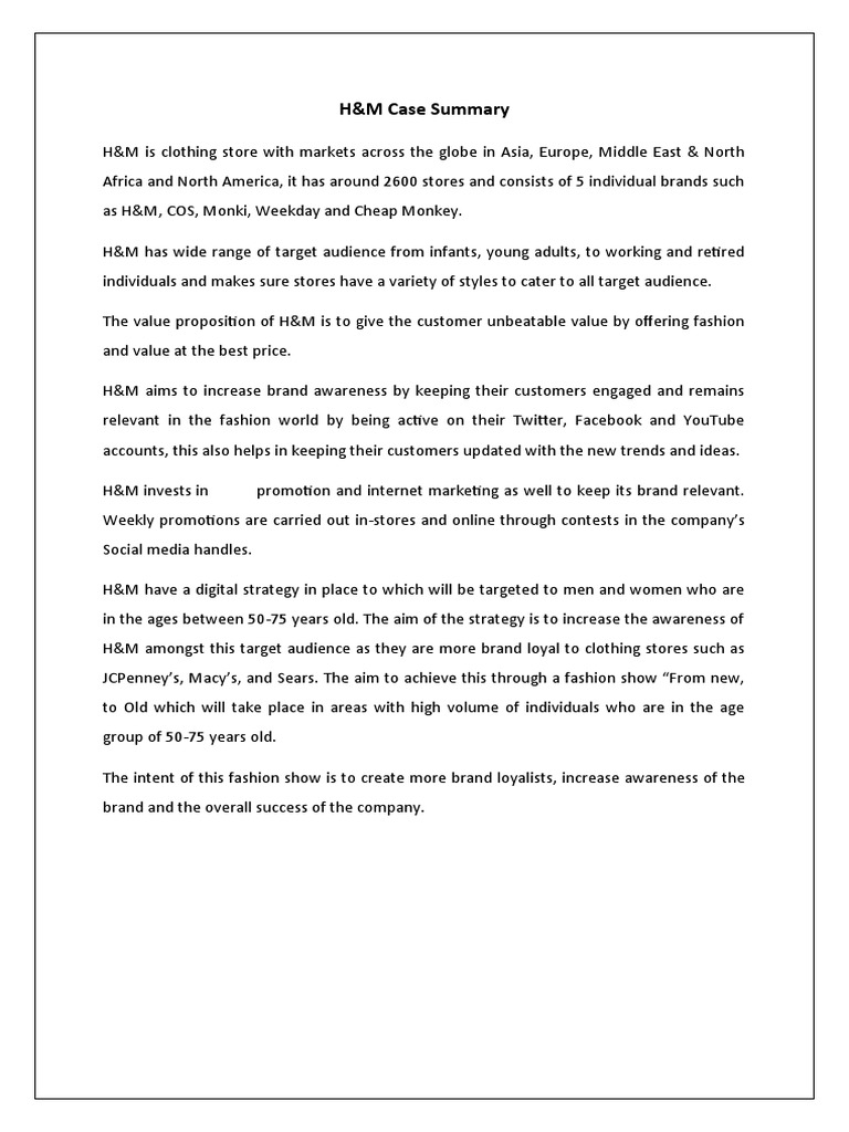 H&M Case Summary | PDF | Social Science