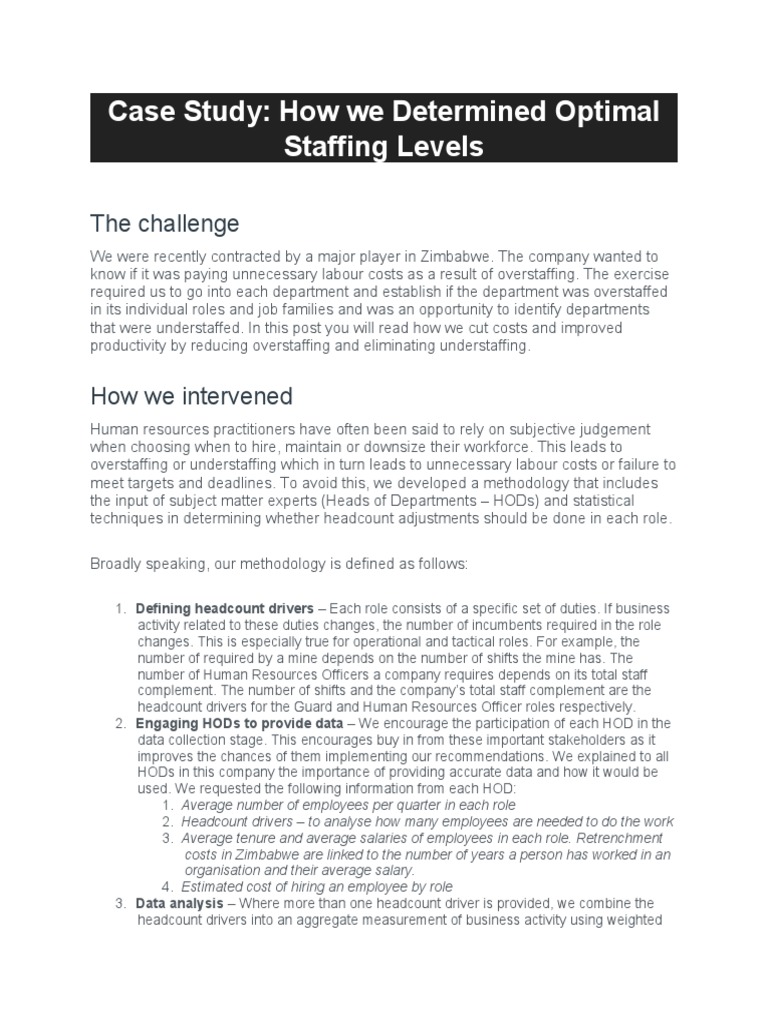 Case Study - How We Determined Optimal Staffing Levels | PDF ...