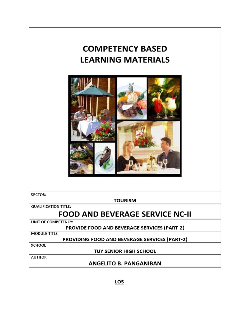 CBLM FBS NC-II (Provide Food and Beverage Services-2) | PDF | Tableware | Credit Card