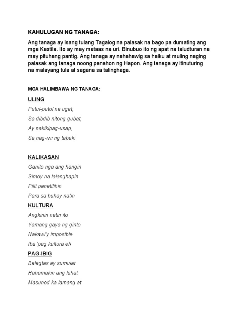 TANAGA | PDF