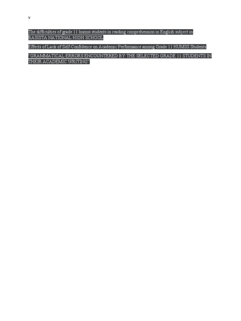 The Difficulties of Grade 11 Humss Students in Reading Comprehension in ...