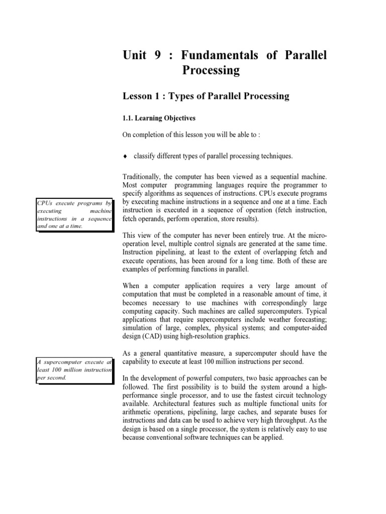 Unit 9: Fundamentals of Parallel Processing | Download Free PDF | Parallel Computing | Central ...