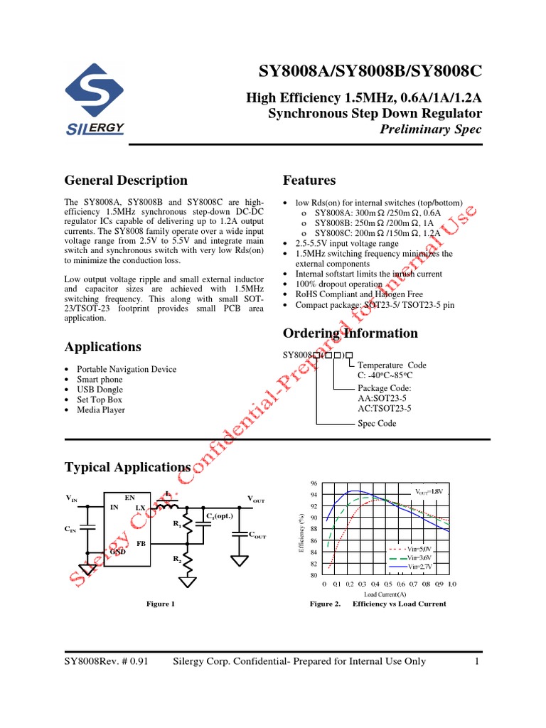 Sy8008A/Sy8008B/Sy8008C: High Efficiency 1.5Mhz, 0.6A/1A/1.2A ...