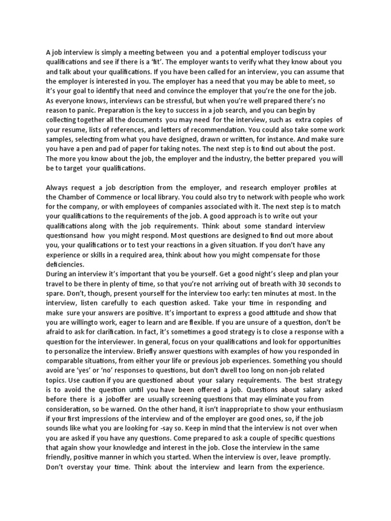 Job Interview Tips | PDF | Business