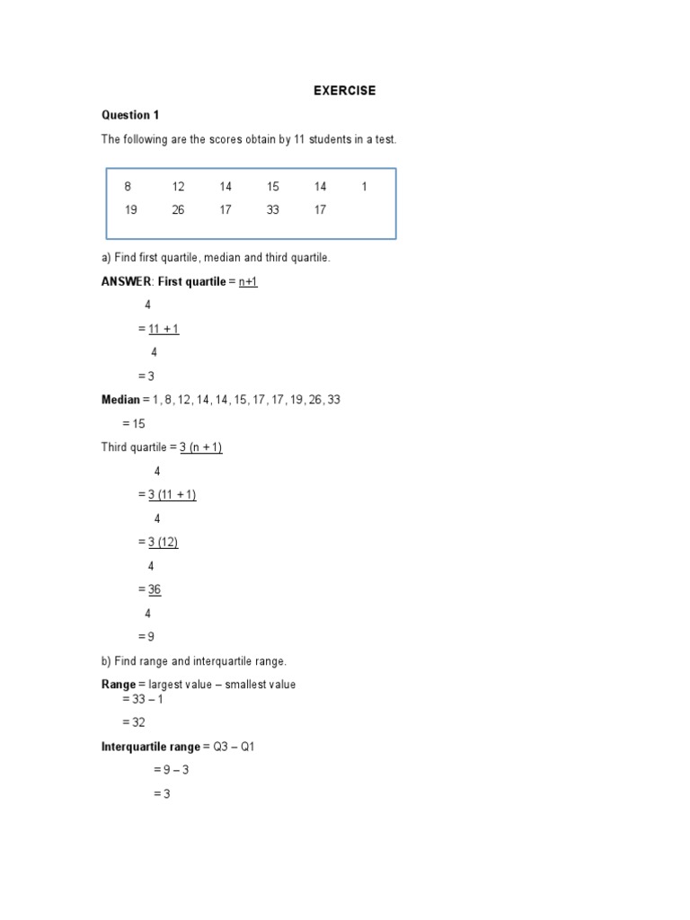 Exercise | PDF | Standard Deviation | Descriptive Statistics