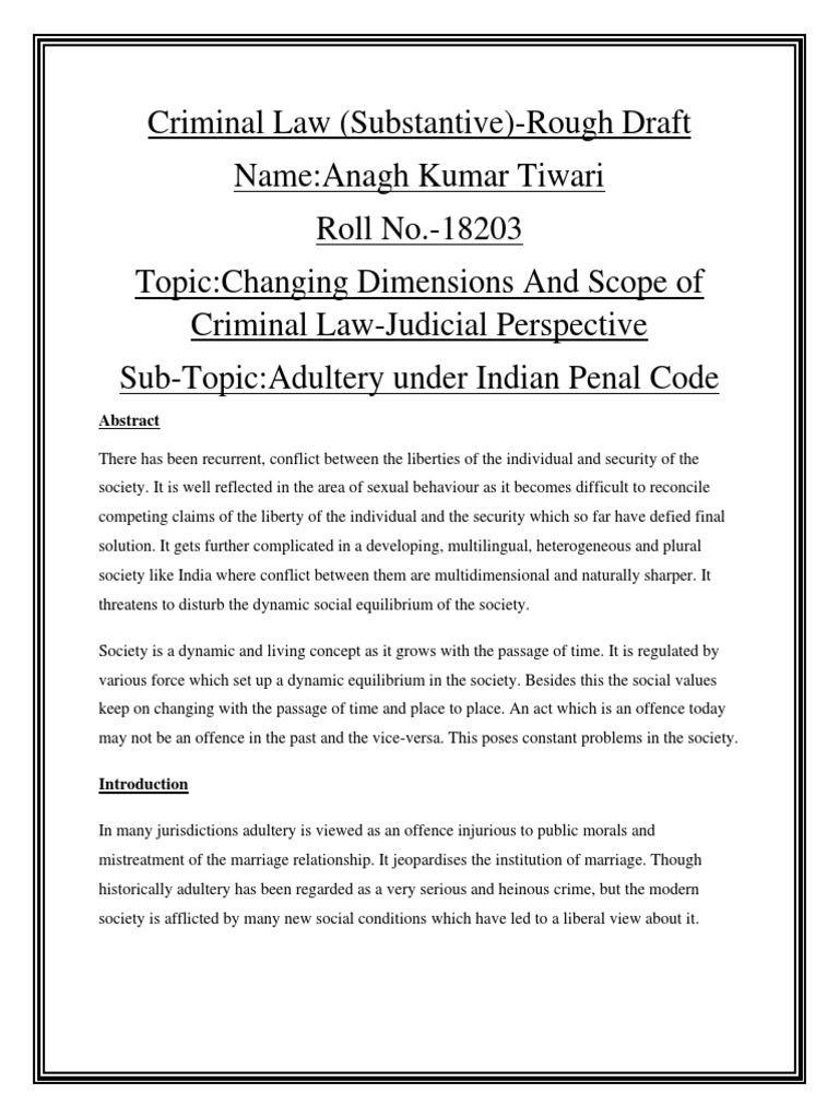 Criminal Law Rough Draft | PDF | Adultery | Crime & Violence
