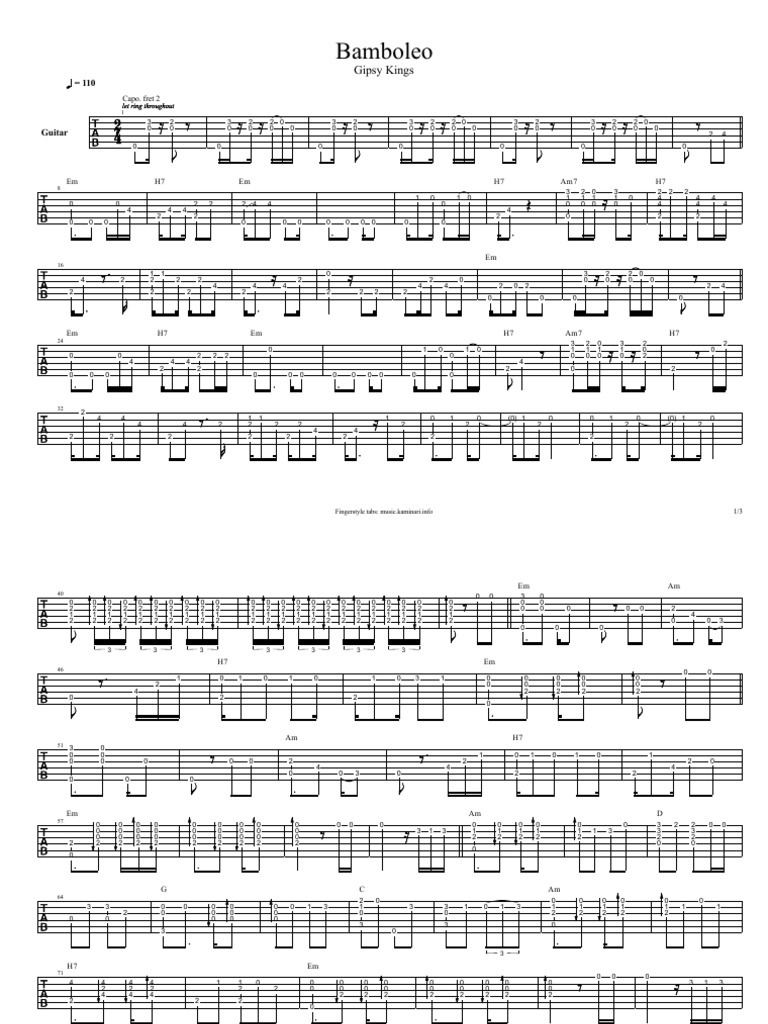 Gipsy Kings - Bamboleo (Music - Kaminari.info) | PDF | Guitar Family ...