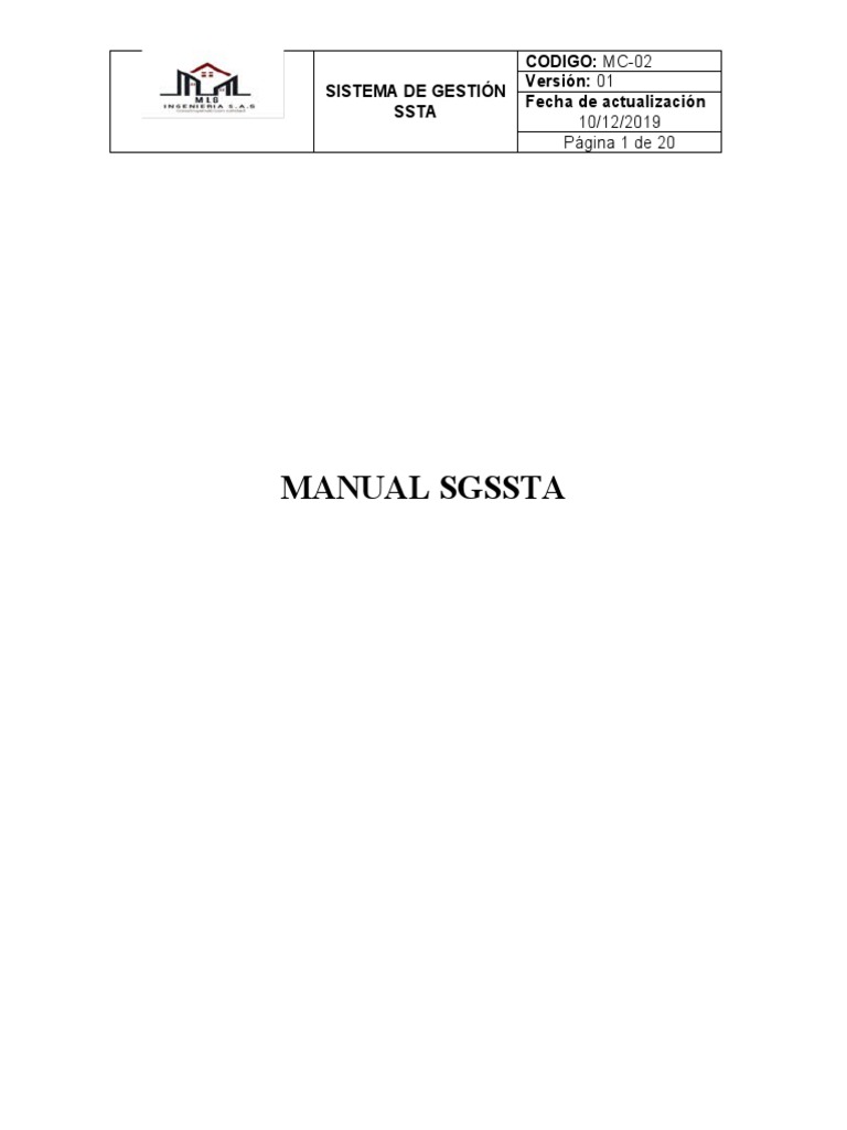Manual S.S.T. A MLG Ingenieria Sas | PDF | Presupuesto | Política