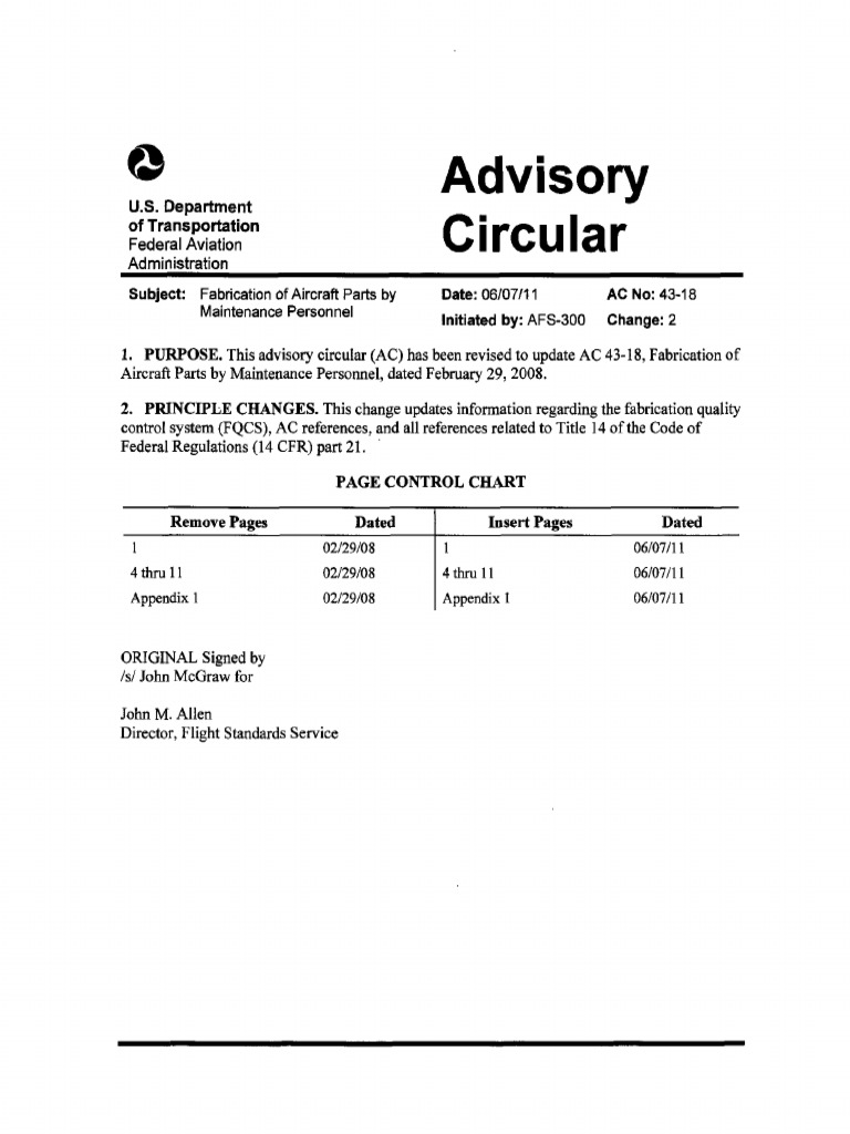 AC43-18 CHG 1-2 Fabrication of Parts by Maintenance Personnel PDF | PDF ...