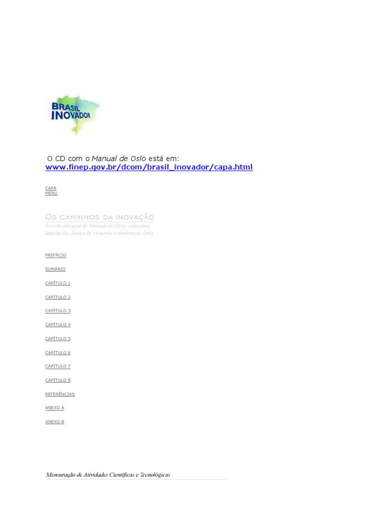 Manual De Oslo Areas De Inovação Definições Dados Pesquisa Pdf