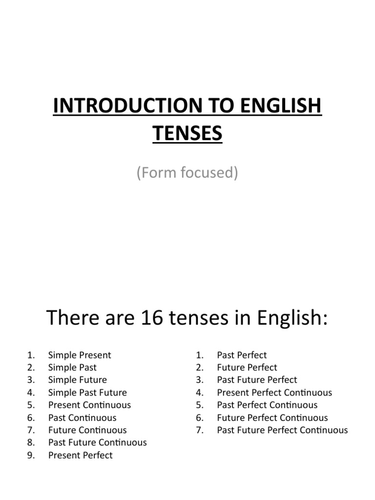 Introduction To English Tenses: (Form Focused) | Download Free PDF ...