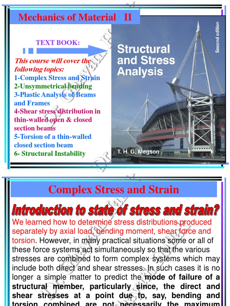 Lectuer 1 Complex Stresses PDF | Download Free PDF | Stress (Mechanics) | Beam (Structure)