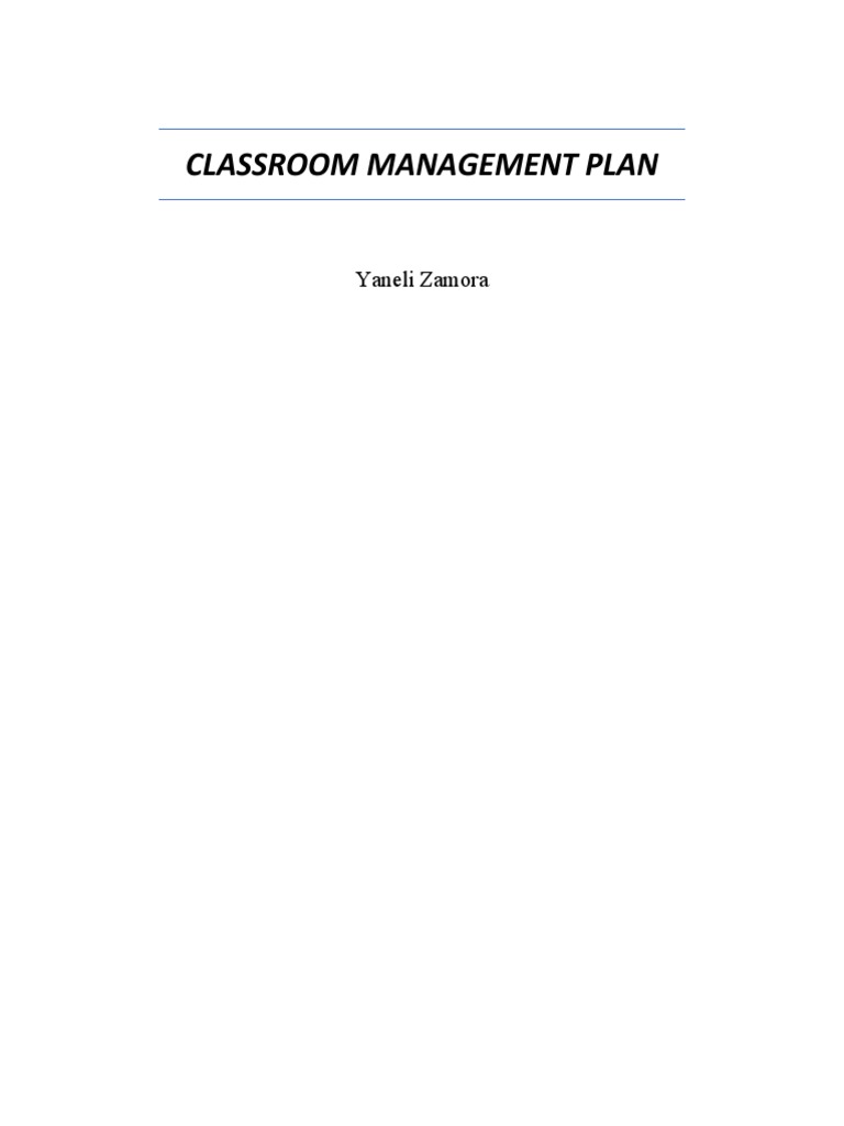 Classroom Management Plan Overview | PDF | Classroom Management | Classroom