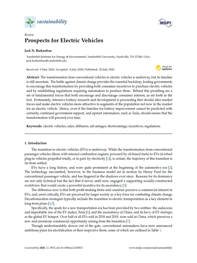 Prospects For Electric Vehicles: Sustainability | PDF | Electric ...