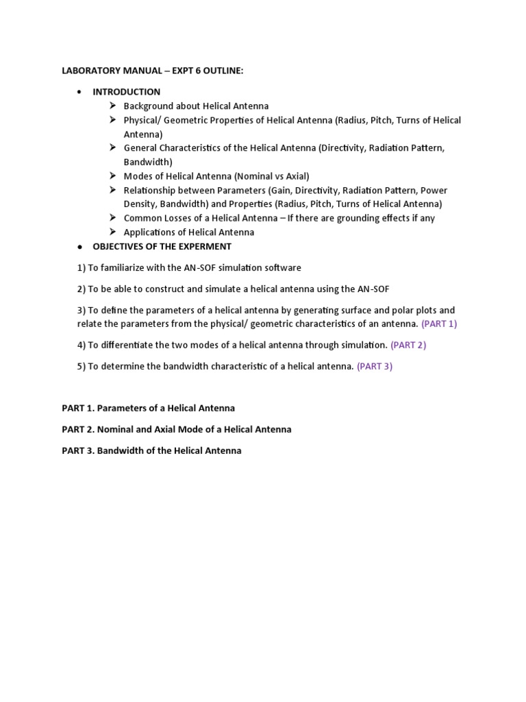 Laboratory Manual - Expt 6 Outline:: (PART 1) (PART 2) (PART 3) | PDF ...