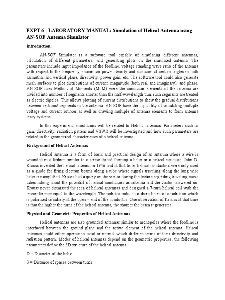 Laboratory Manual Expt 6 | PDF | Antenna (Radio) | Electronics