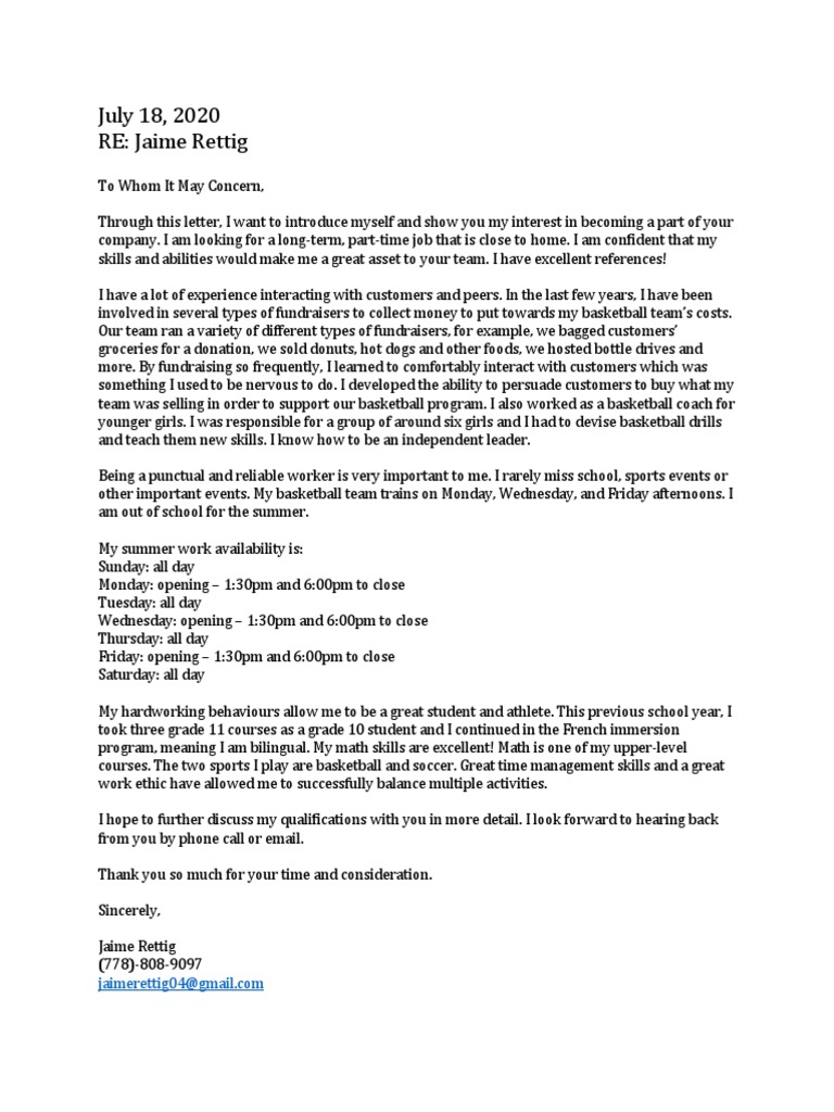 Jaime Cover Letter | PDF