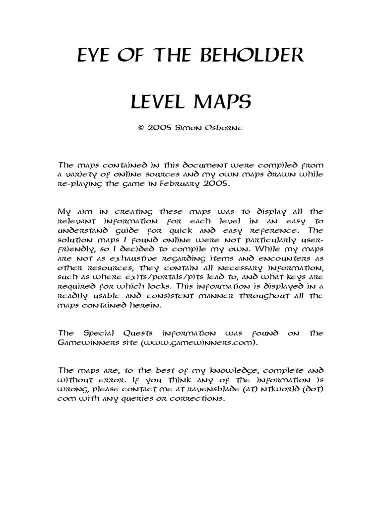 Eye of The Beholder Maps | PDF | Nature | Leisure